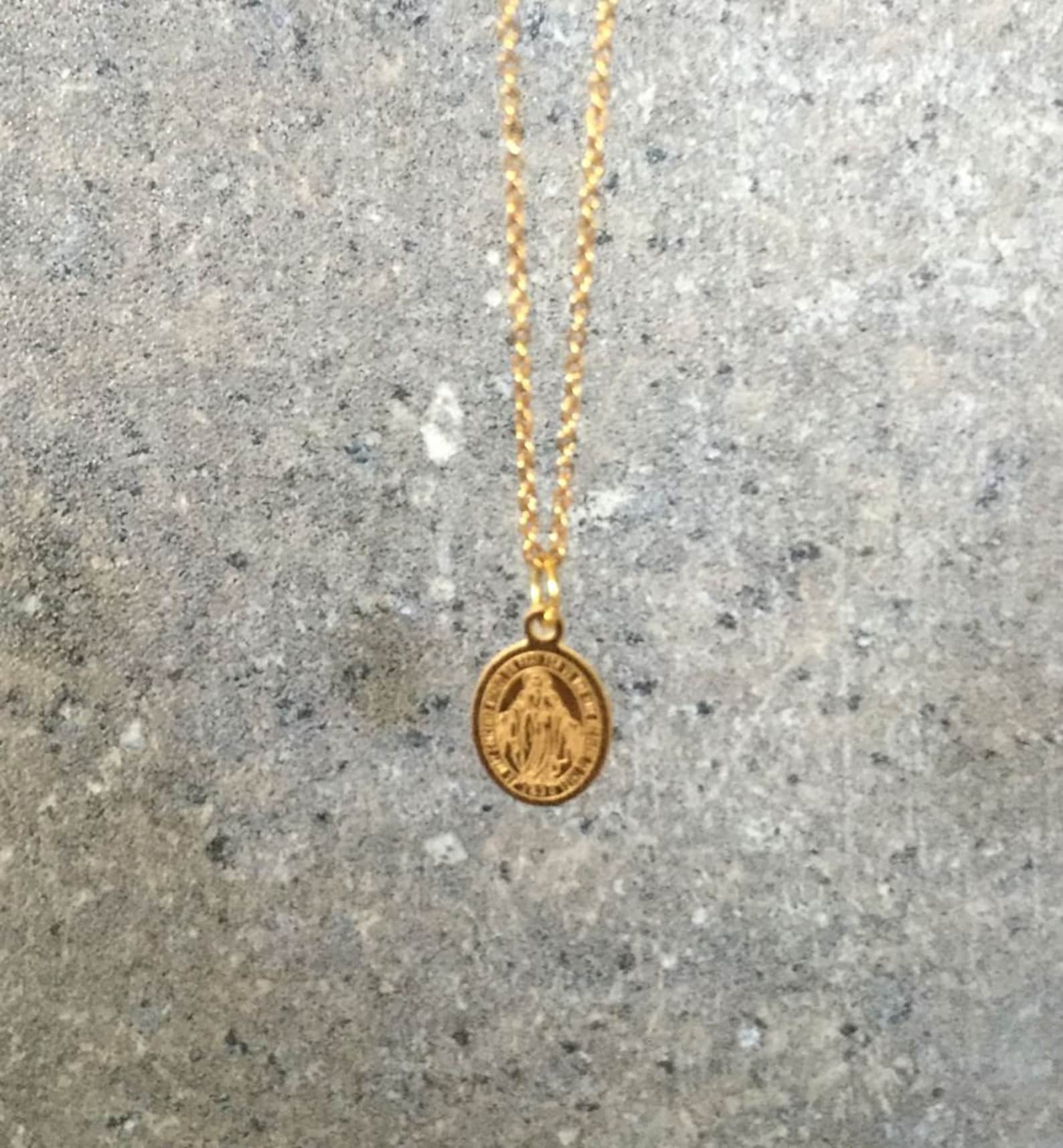 Gold Virgin Mary Coin Necklace Virgin Mary Religious Coin - Etsy