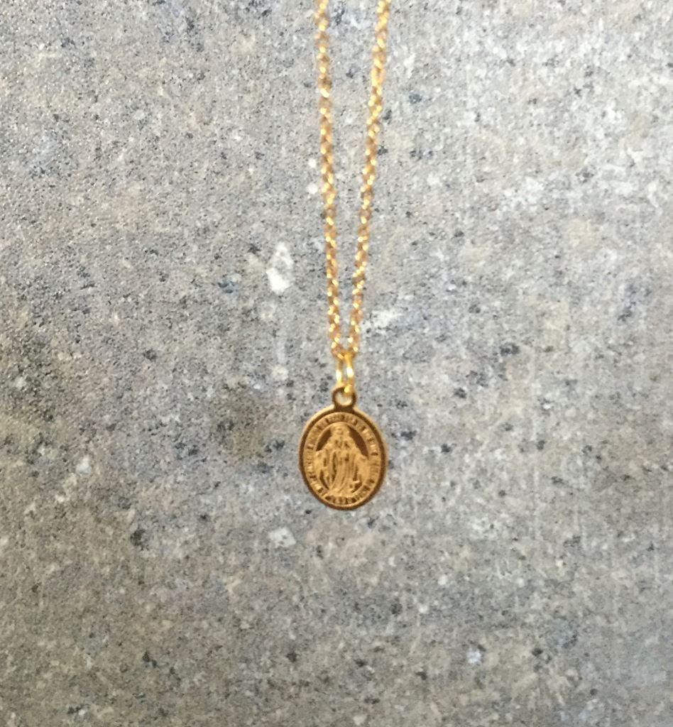 Gold Virgin Mary Coin Necklace Virgin Mary Religious Coin | Etsy