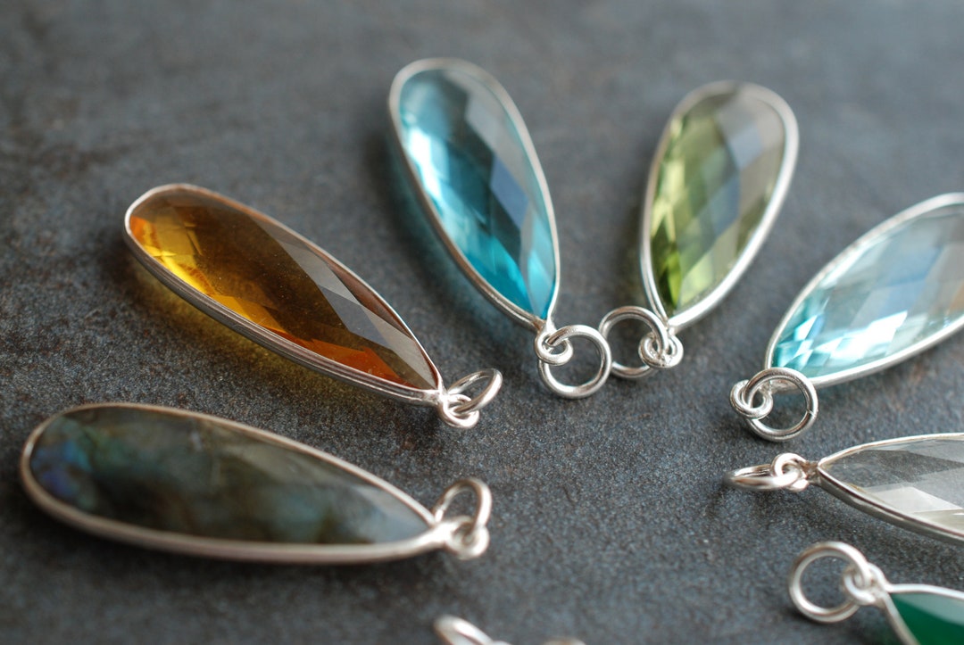 JUNA – Faceted Gemstone Drop Pendant in 925 Sterling Silver | Dainty ...