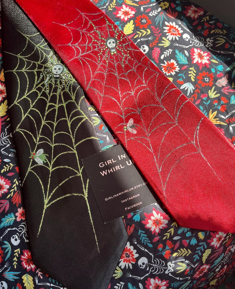 Vintage Style Spider Web Hand Painted Tie! Gothic! Kitsch! 30's 40's 50 ...