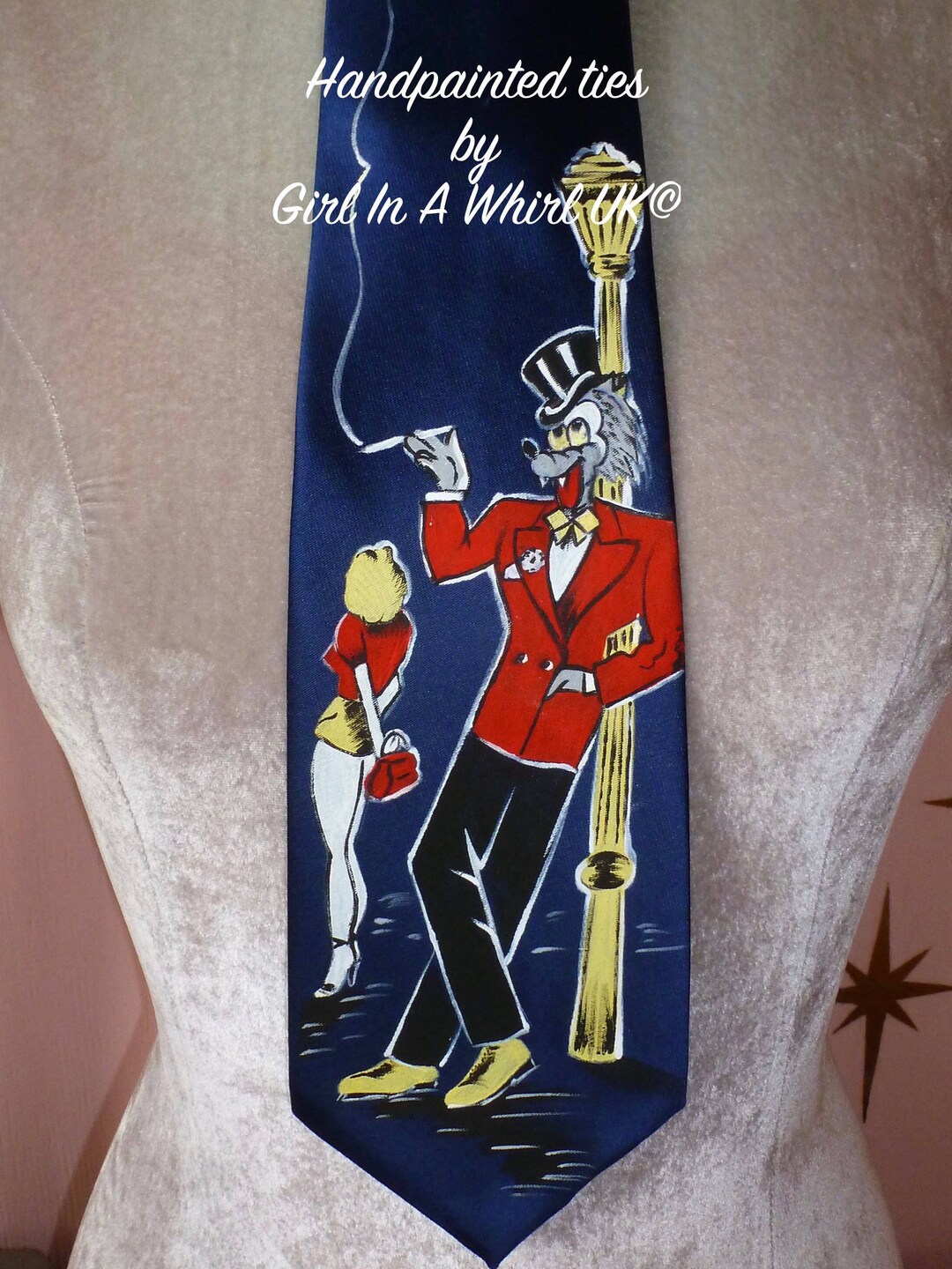 Handpainted Wolf Tie, Vintage 1940s Style, Novelty Necktie - Etsy