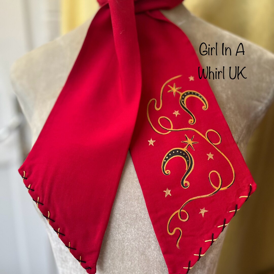 Western Tie Cravat, Hand Painted With Vintage Cowboy Design 40's 50's ...