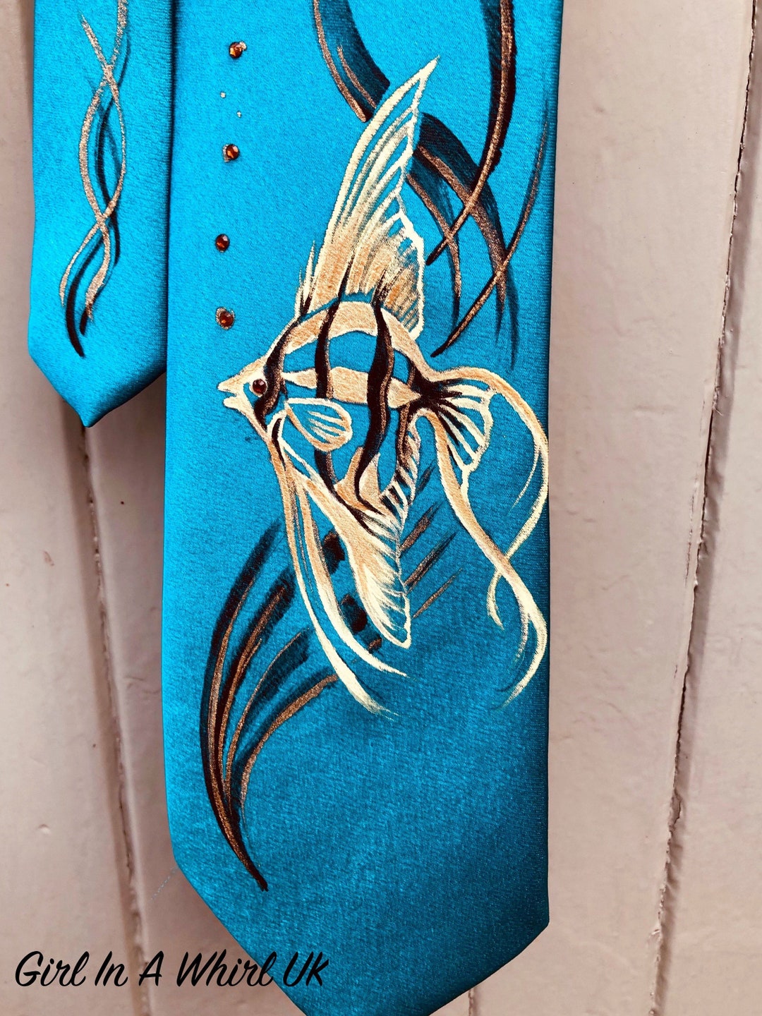 Vintage Style Handpainted Tropical Fish Tie, Hawaiian, Tiki, Retro ...