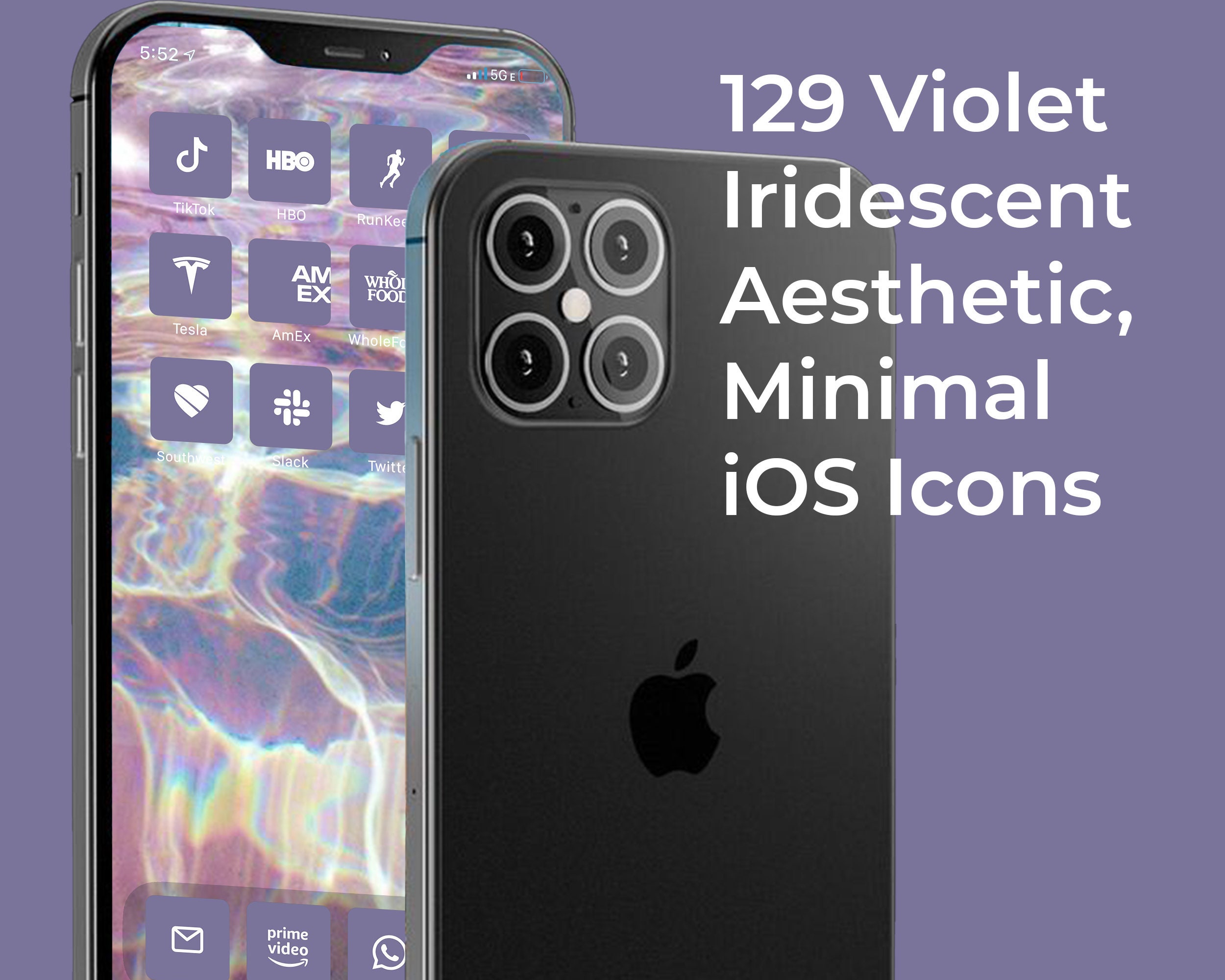 129 Ios Purple Iridescent Icon Pack All Access Pack iPhone - Etsy