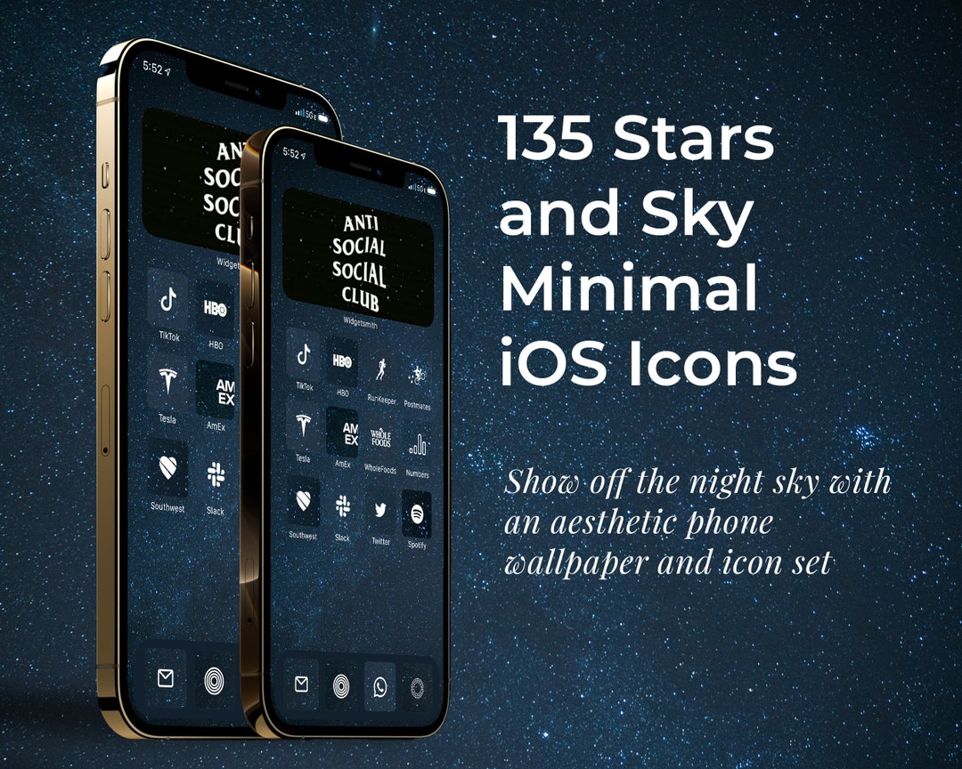 135 Stars & Night Sky Ios Icon Pack | All Access | iPhone Ios14 App ...