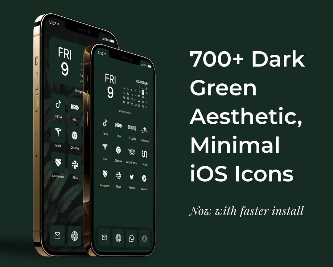 700+ Dark Green Minimal Ios Icon Pack | Luxury Icon | iPhone Ios14 App ...