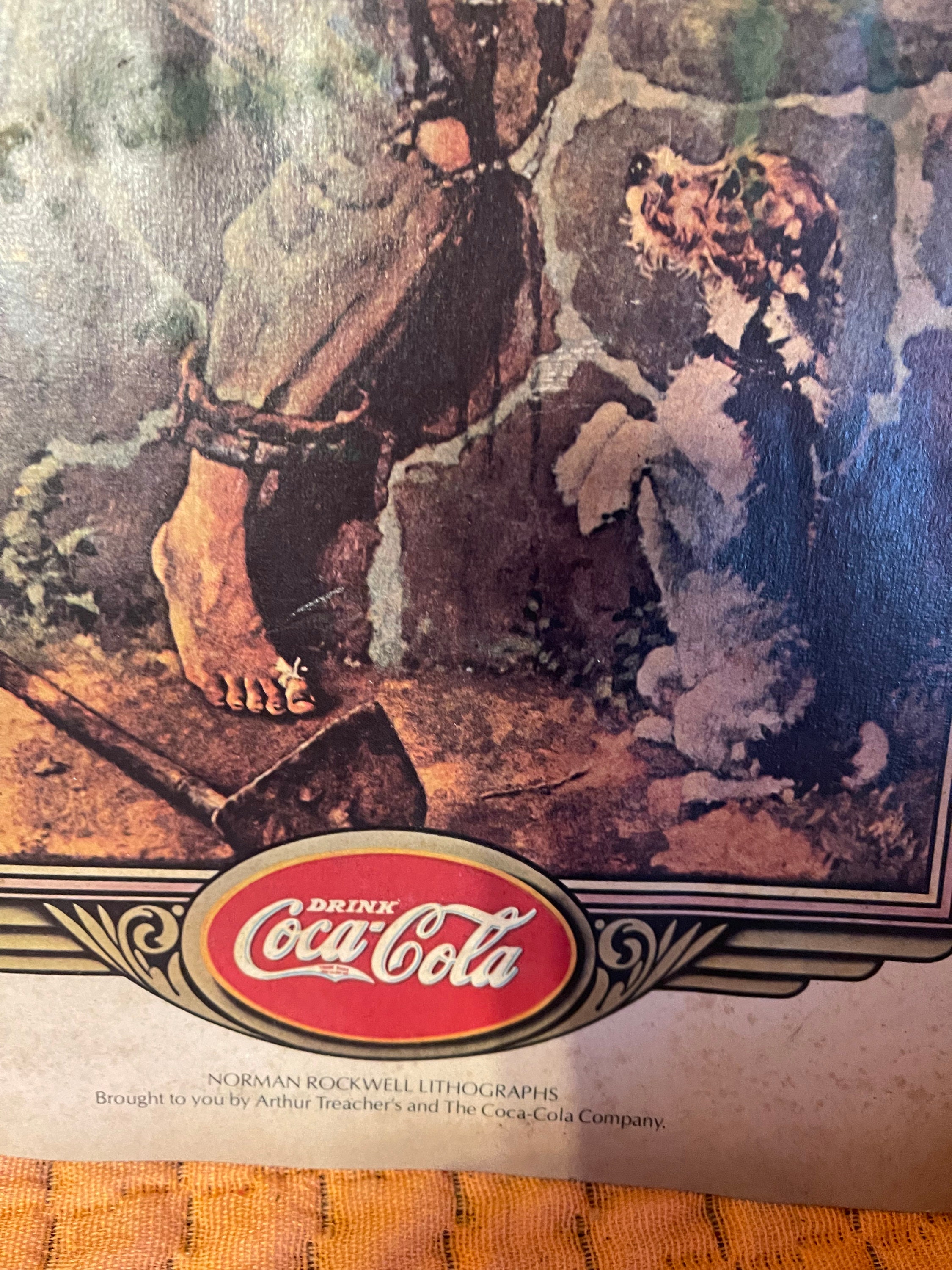 Vintage Norman Rockwell Boy Drinking Coke Coca Cola Lithograph - Etsy