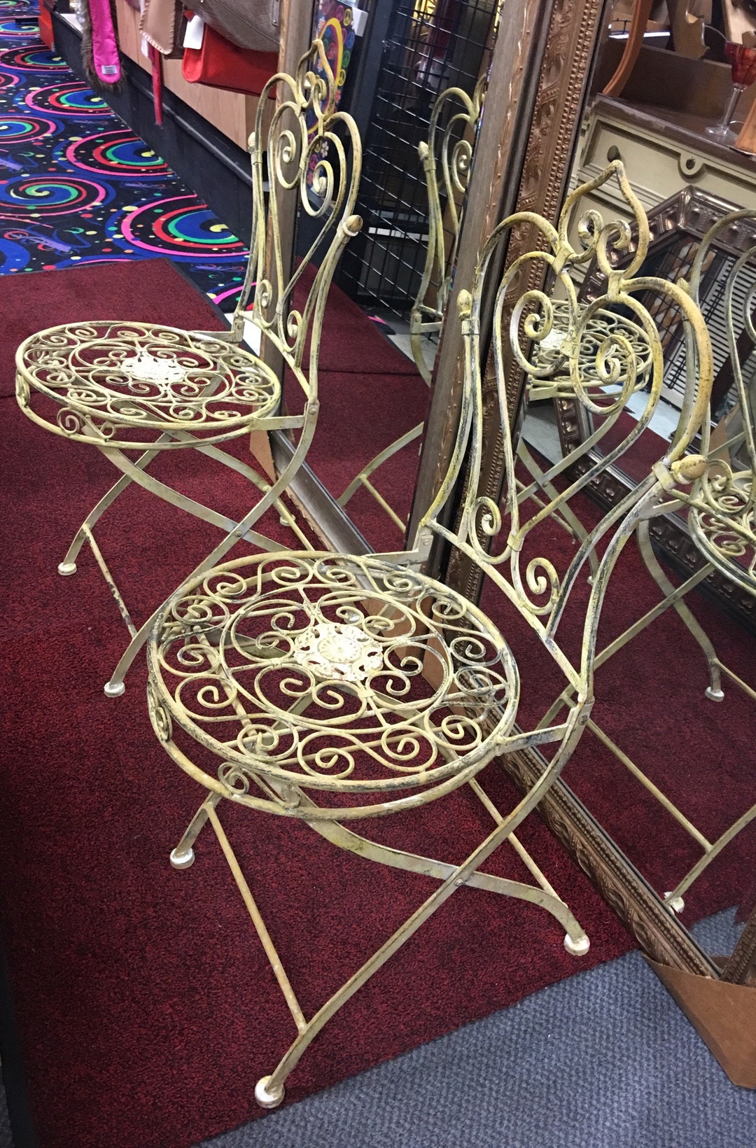 Vintage Wrought Iron Folded Chairs - Etsy