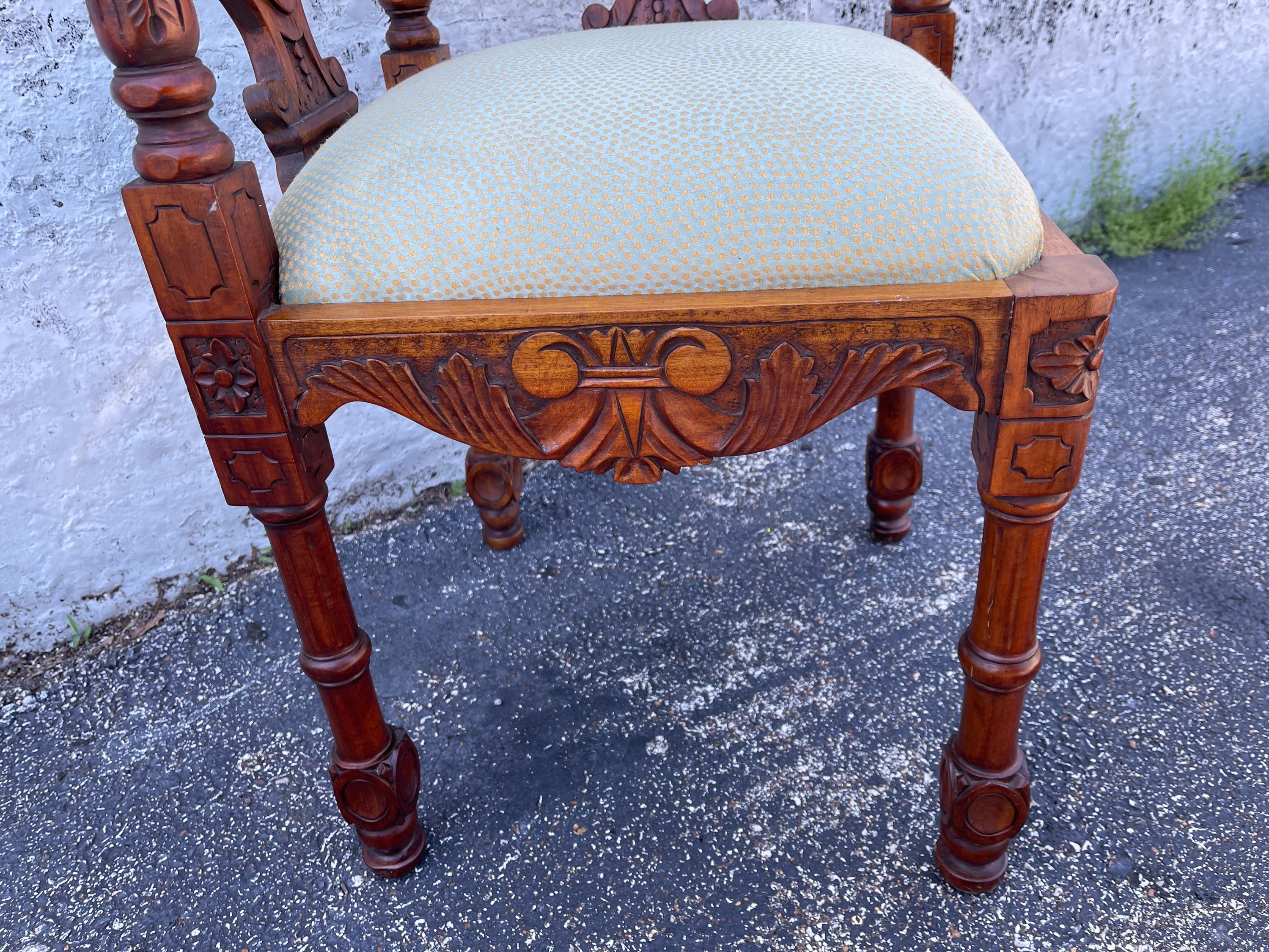 Antique Lady Head Carved Wood Corner Chair - Etsy