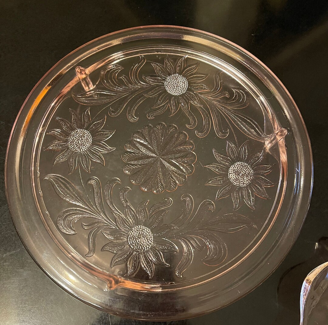 Vintage Pink Glass Platter - Etsy