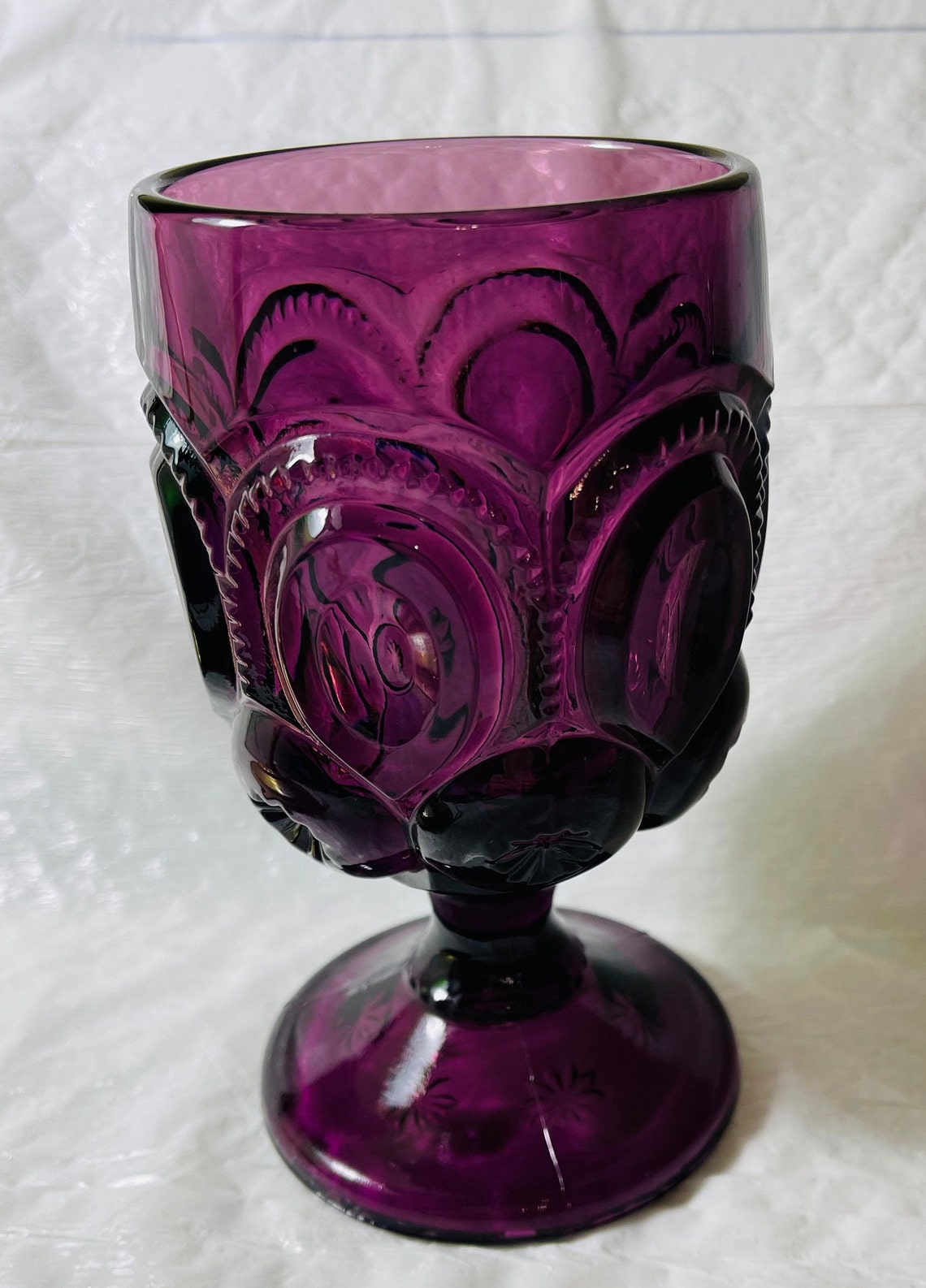 Vintage Owl Eye Purple Depression Glass Goblet - Etsy