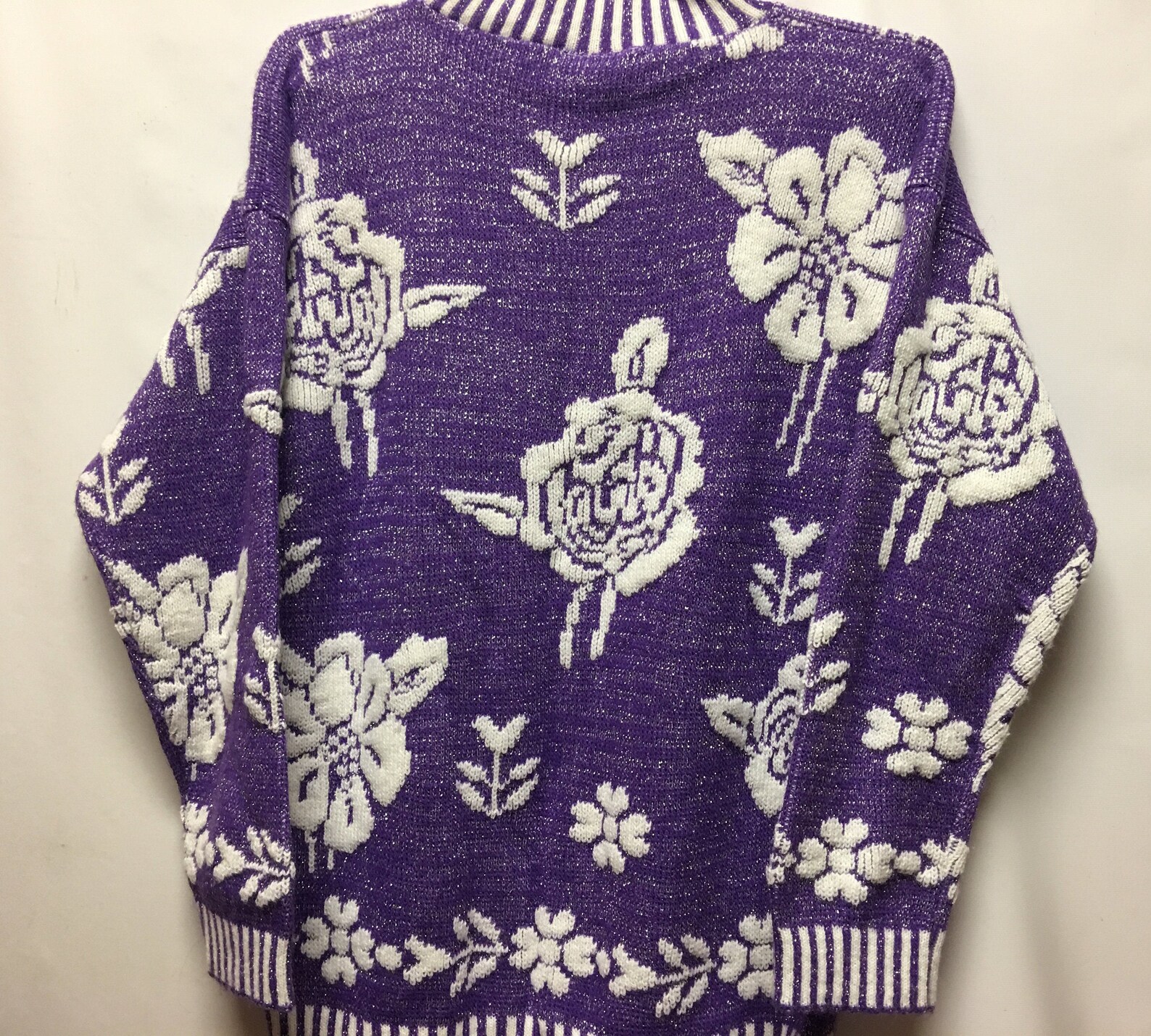 Vintage Glamour Knit Floral Sweater - Etsy