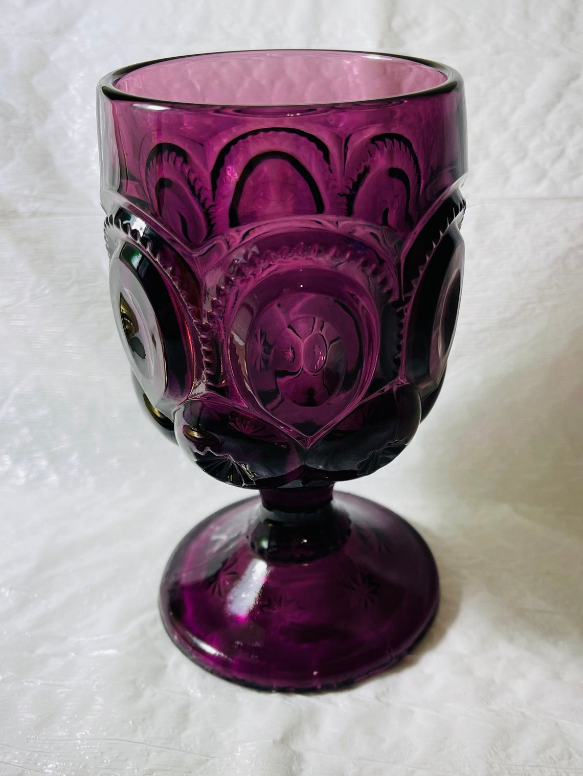 Vintage Owl Eye Purple Depression Glass Goblet - Etsy