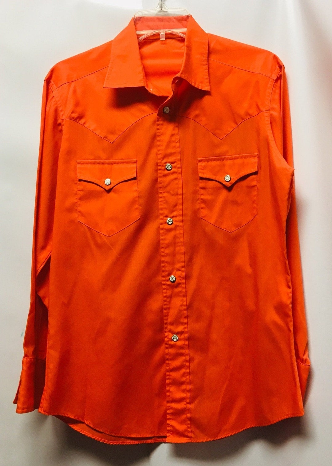 Vintage Neon Orange Western Shirt - Etsy