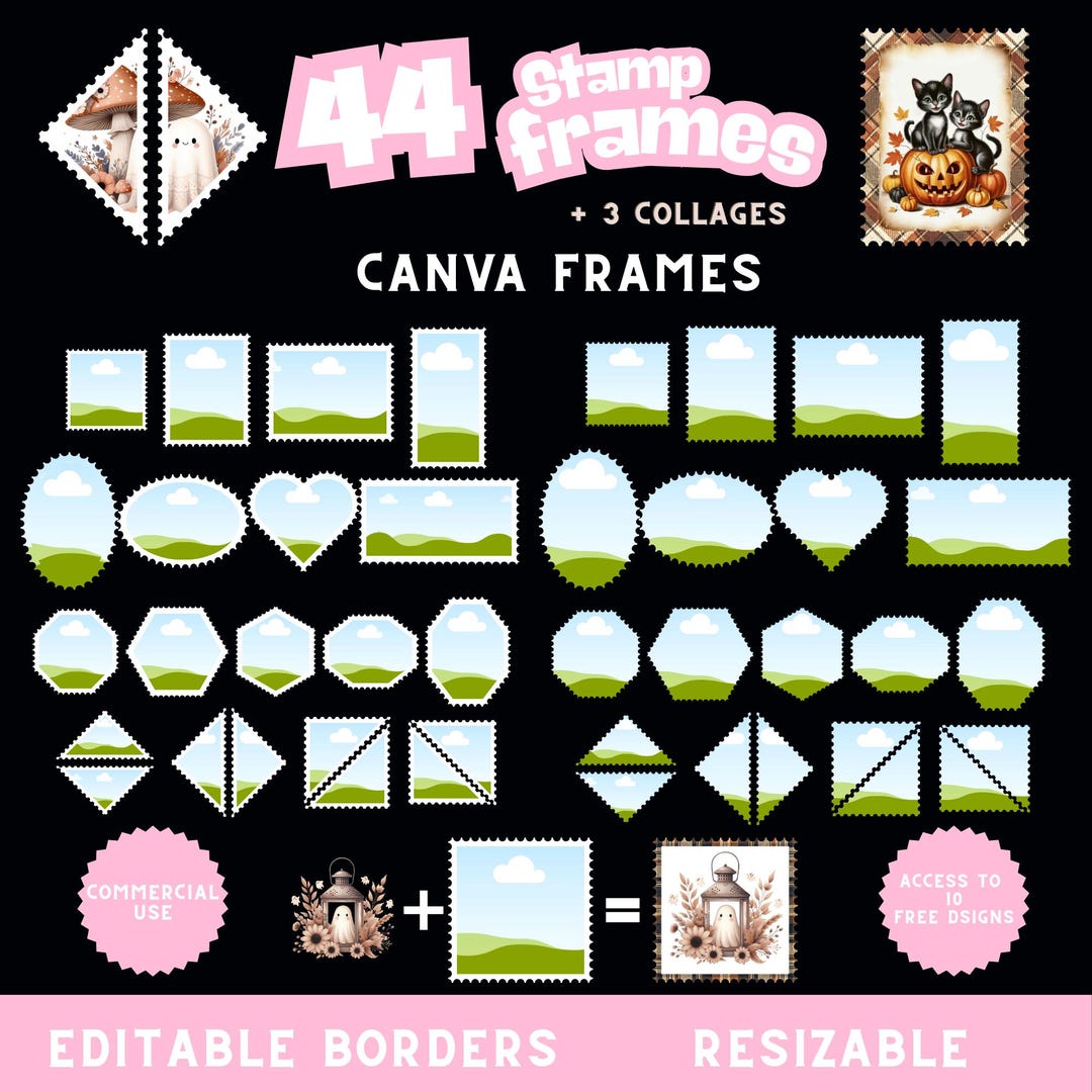 Canva Stamp Frame Templates: Photo Collage, Scrapbook, Social Media ...