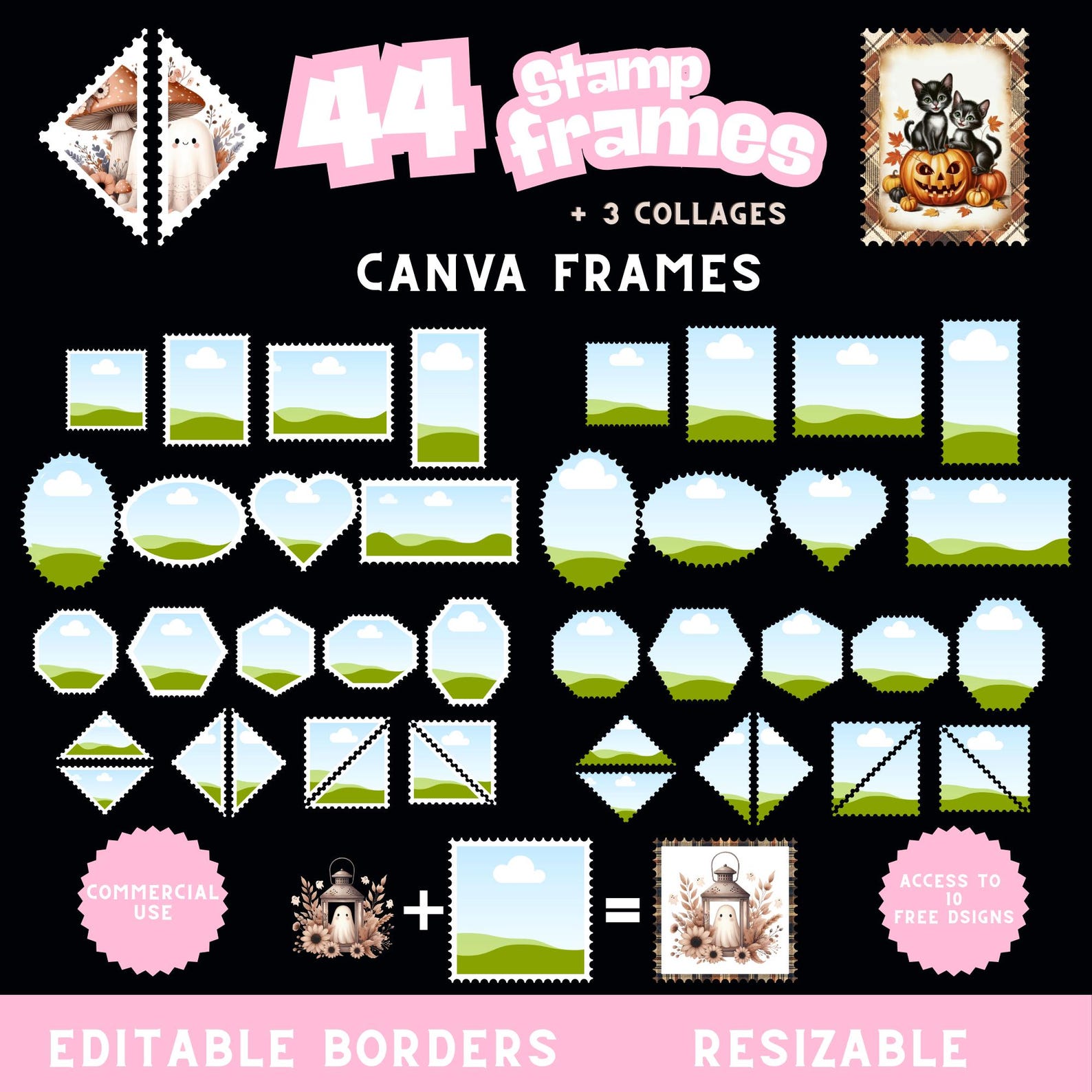 Canva Stamp Frame Templates: Photo Collage, Scrapbook, Social Media ...