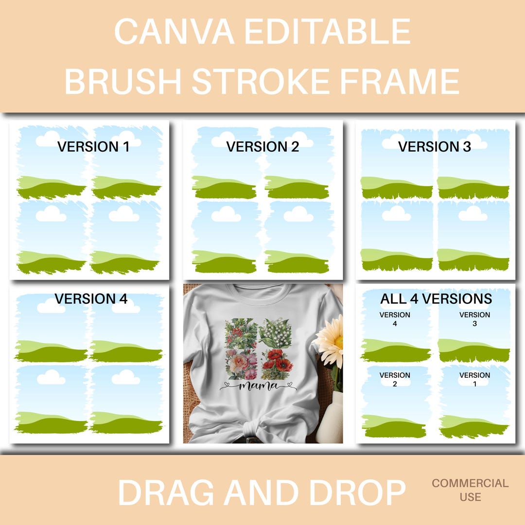 Brush Stroke Frames - Set of 5 Square Brush Stroke Templates : Make ...