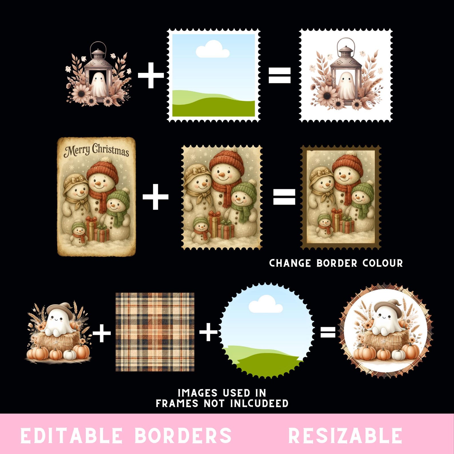 Canva Stamp Frame Templates: Photo Collage, Scrapbook, Social Media ...