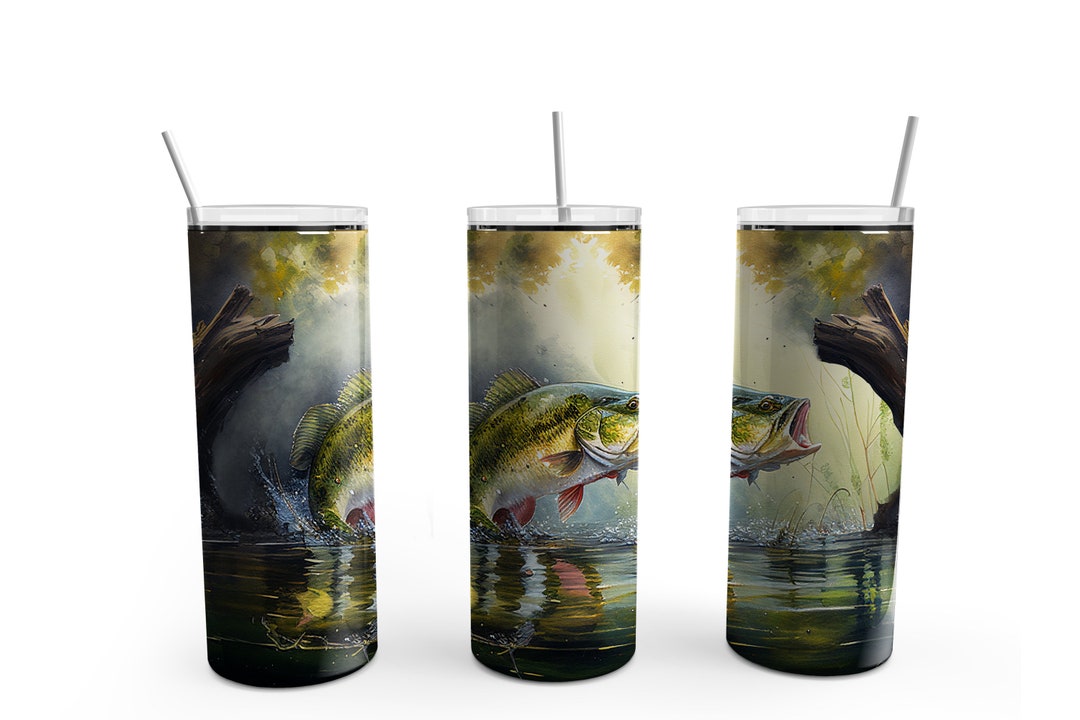 Bass Fish Tumbler Sublimation Tumbler, Ready to Press Sublimation ...
