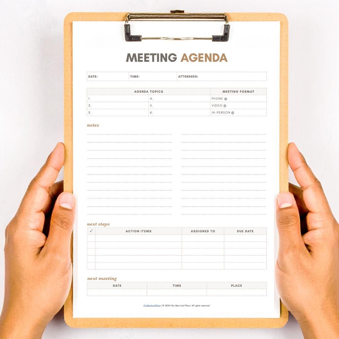 Meeting Agenda Template Google Docs, Editable Meeting Agenda Template ...