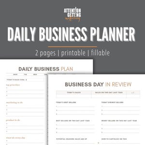 Business Daily Planner Printable Daily Business to Do Personal Business ...
