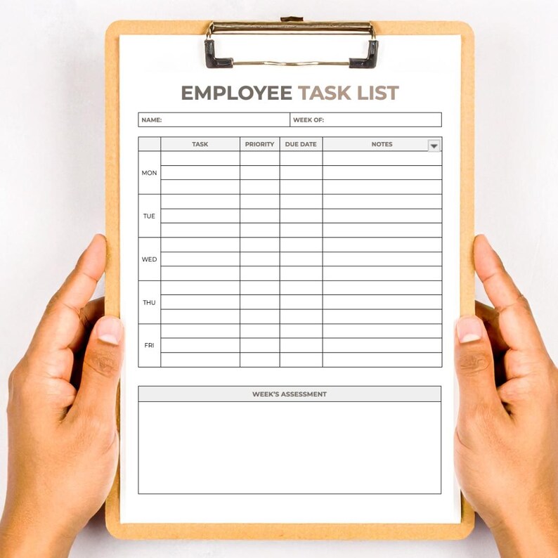 Employee Task List Template, Staff Task List Template, Daily Task List for Employees Editable ...