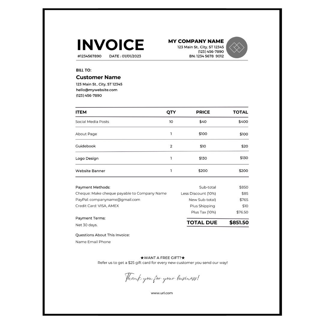 Invoice Template Download Small Business Canva Google Sheets, Editable ...
