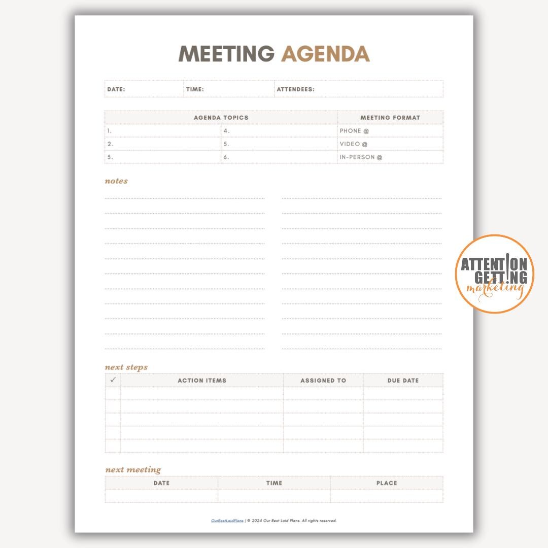 Meeting Agenda Layout With Meeting Minutes, Template Google Docs ...