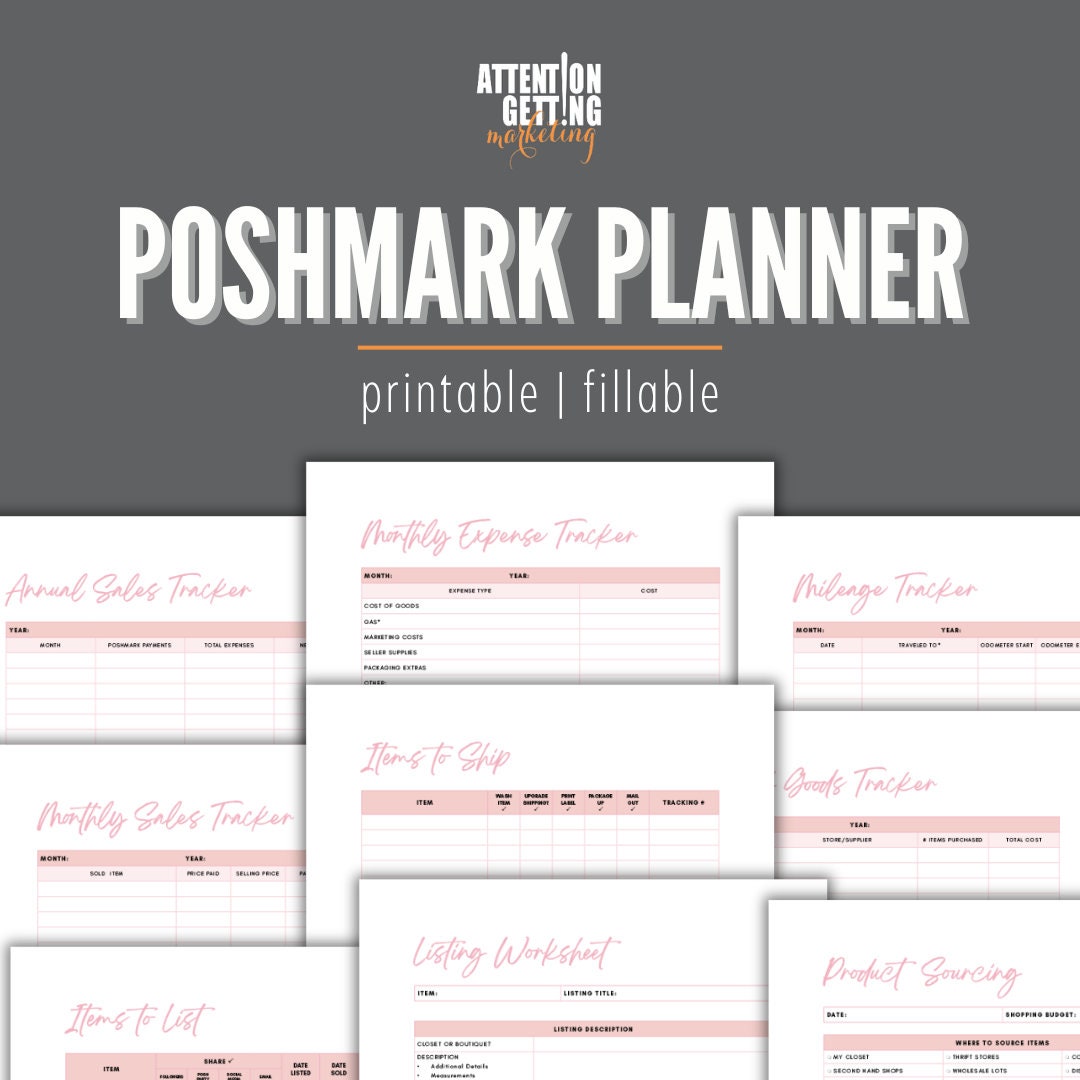 Poshmark Sales Tracker Poshmark Planner Checklist Poshmark Seller ...