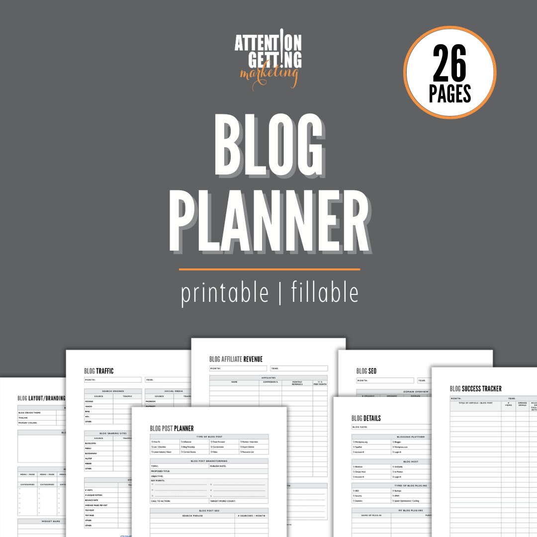 Blogging Planner Printable Template Blog Content Planner Template PDF ...