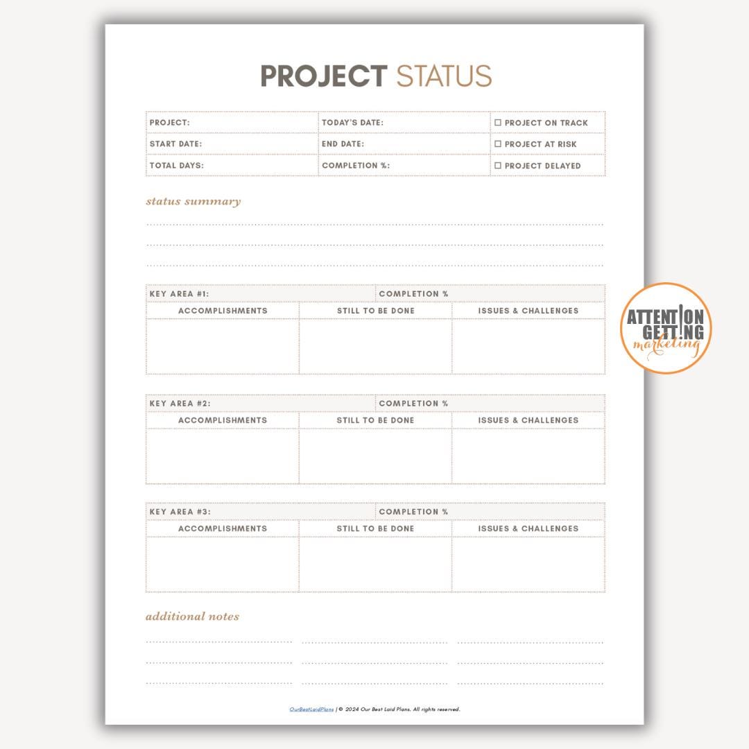 Project Status Report Google Docs Editable Printable PDF Project ...
