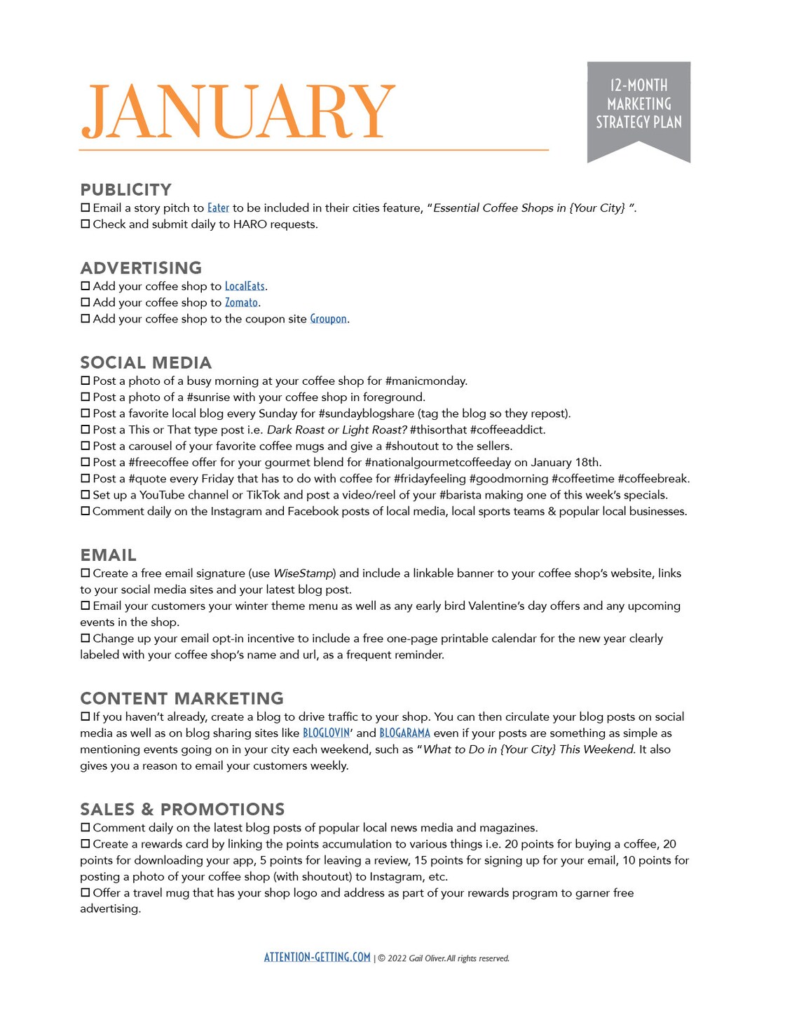 Coffee Shop Marketing Plan 12-month Marketing Plan Coffee - Etsy