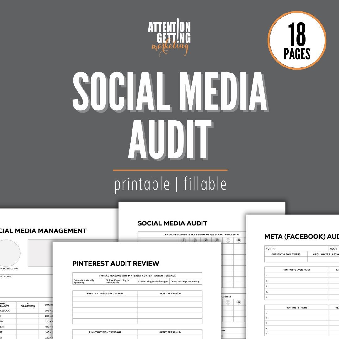 Social Media Audit Template Tool, Printable PDF Planner - Etsy