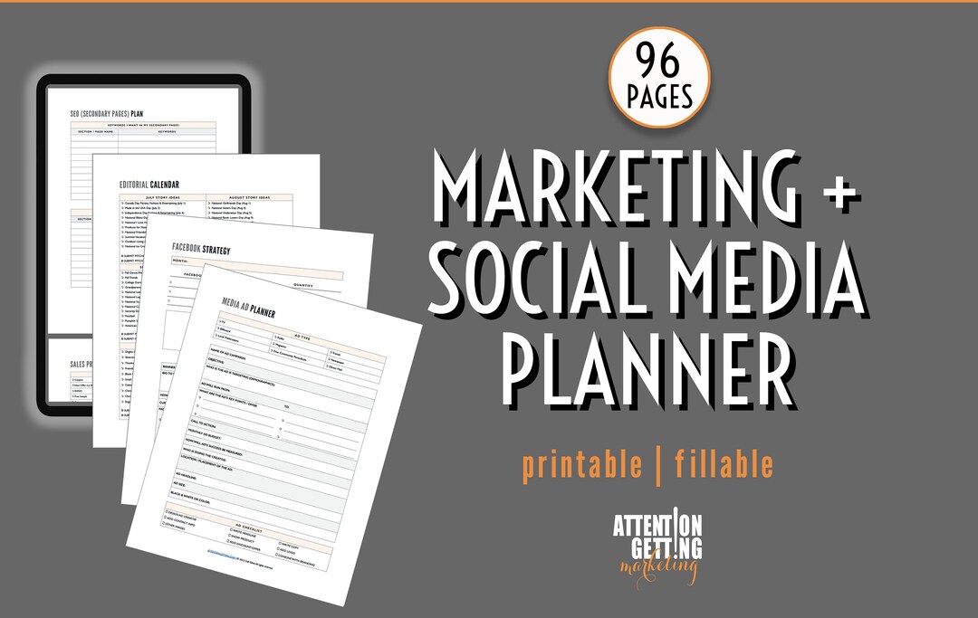 Marketing Plan Template Printable Marketing Social Media - Etsy UK