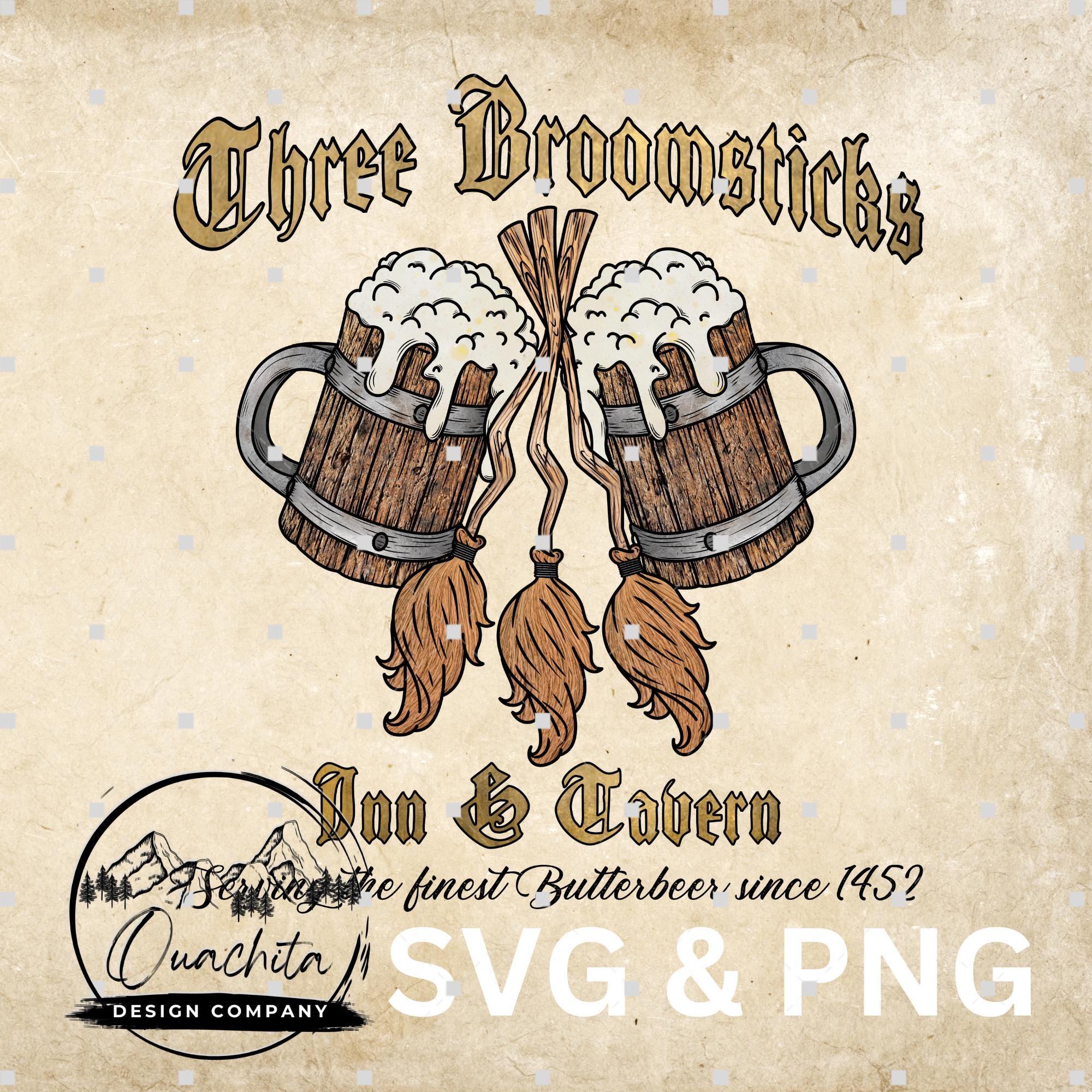 Three Broomsticks Wizard Tavern Logo SVG PNG | Magical Pub Sign Design ...