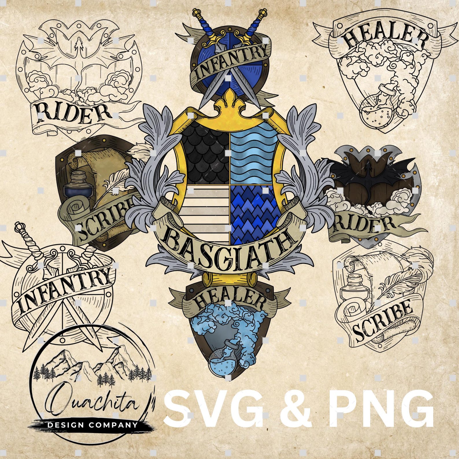 Fourth Wing Crests PNG AI SVG - Digital Download - Riders Infantry ...