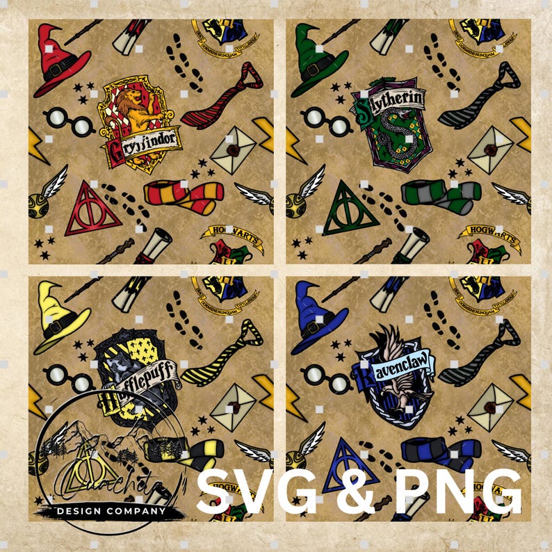 Wizarding World House Seamless Patterns SVG PNG AI - Digital Download ...