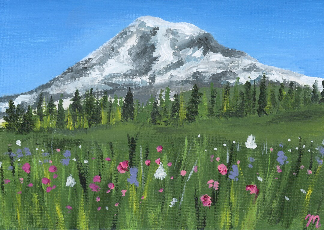 Mount Rainier in Summertime, Wildflowers and Mountains, Pacific ...