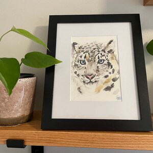 Spotted Snow Leopard Big Cat Art Original Watercolor - Etsy