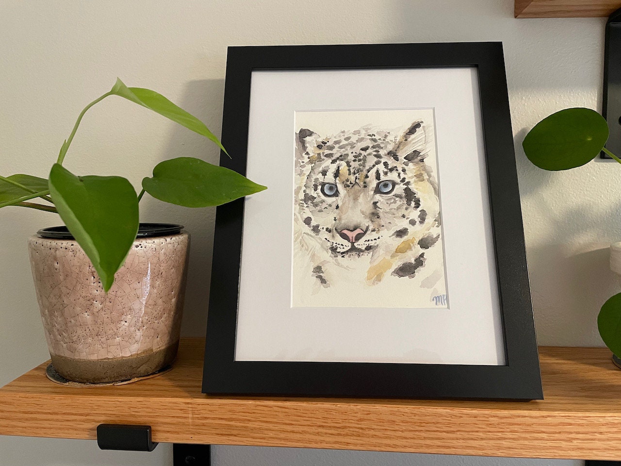 Spotted Snow Leopard Big Cat Art Original Watercolor - Etsy