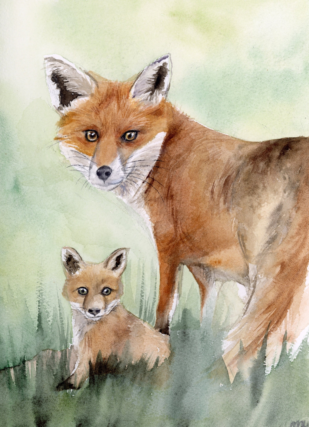 Mother and Baby Fox, Mother's Day, Nursery, Baby Shower, Original ...