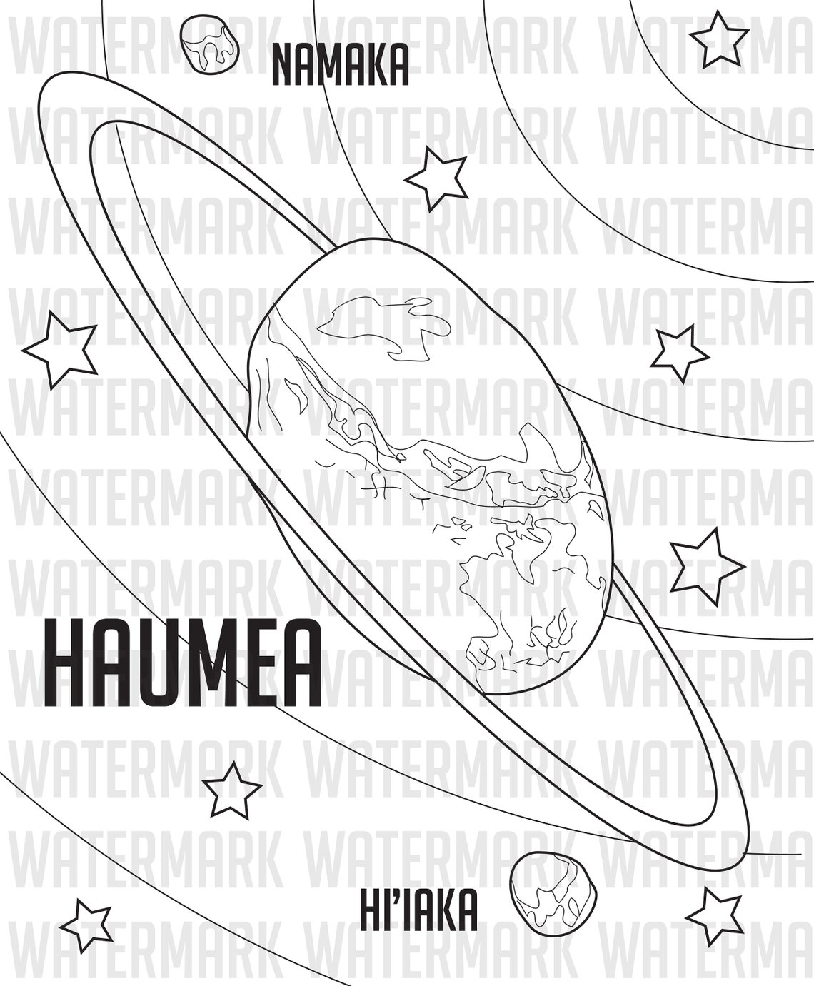 Dwarf Planet Haumaea and Moons Coloring Page - Etsy