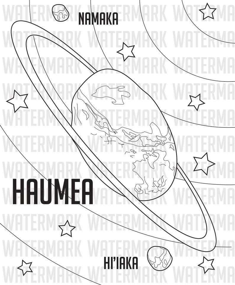 Dwarf Planet Haumaea and Moons Coloring Page - Etsy