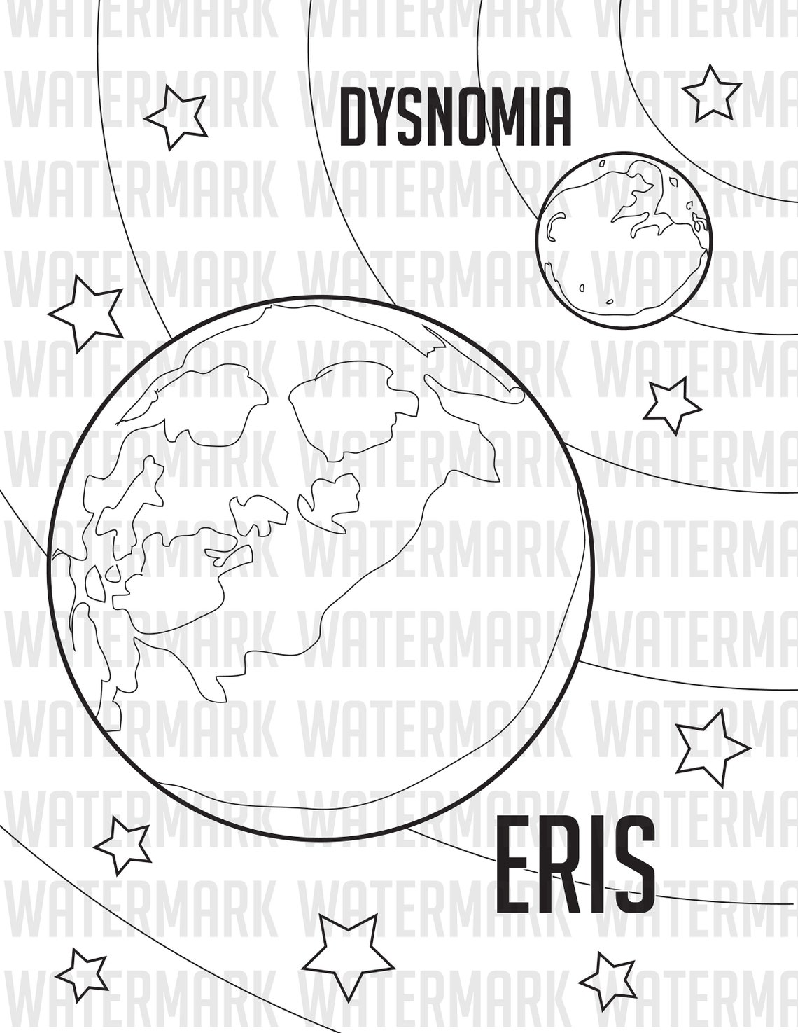 Dwarf Planet Eris and Moon Dysnomia Coloring Page - Etsy
