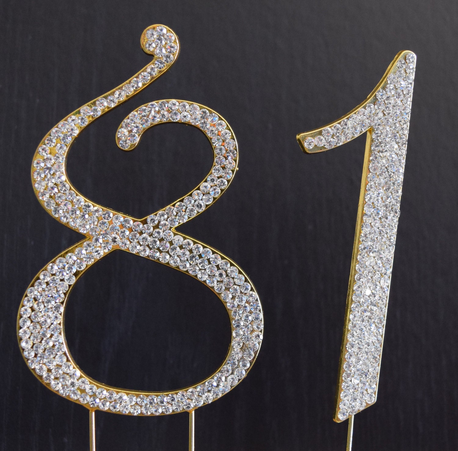 Rhinestone Gold NUMBER 81 Cake Topper 81st Birthday Party | Etsy