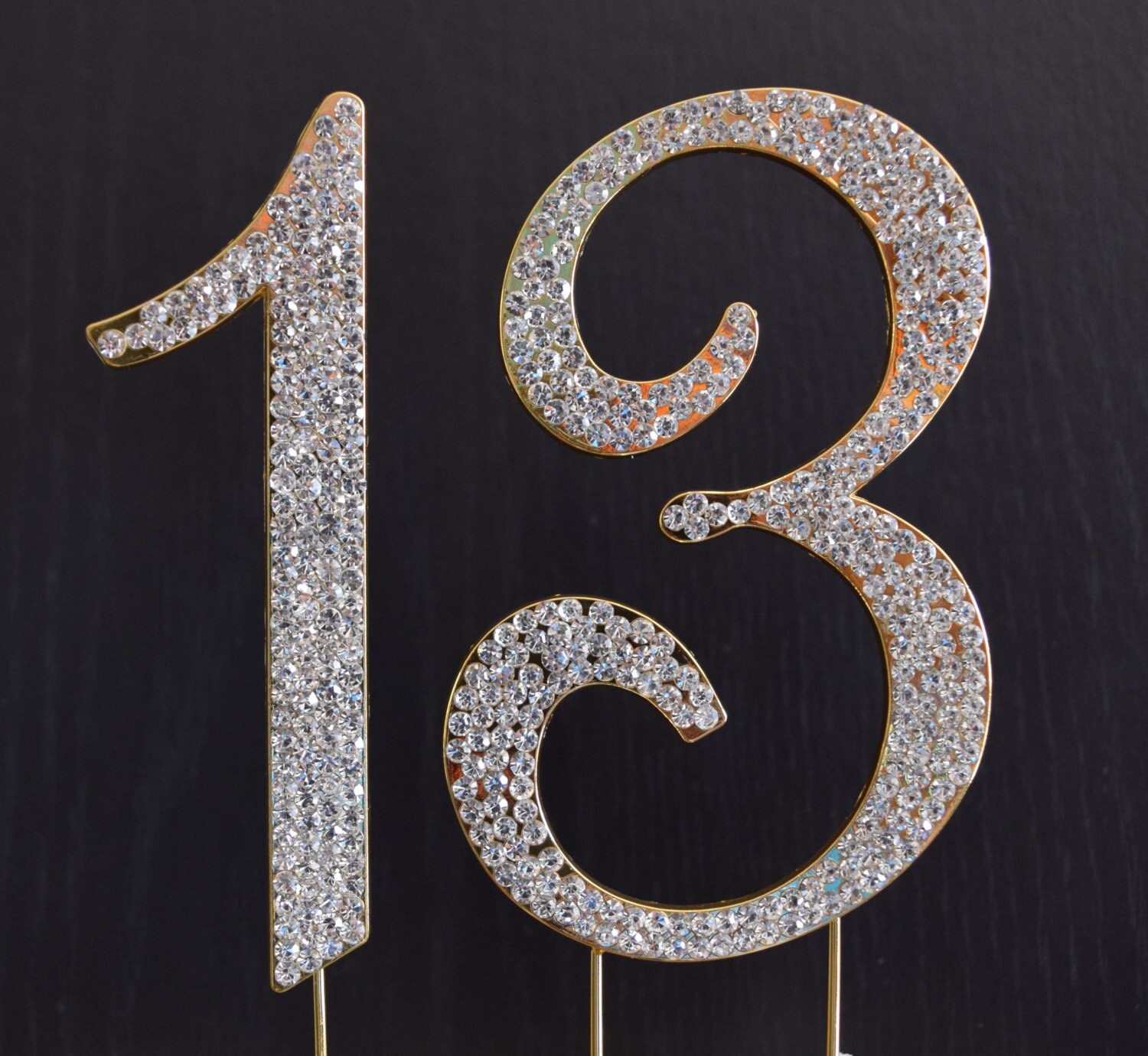 Rhinestone Gold NUMBER 13 Cake Topper 13th Birthday Party | Etsy