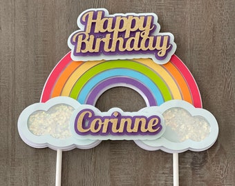 Rainbow Cake Topper Shaker With Cat Ears Add Any Character or Photo ...
