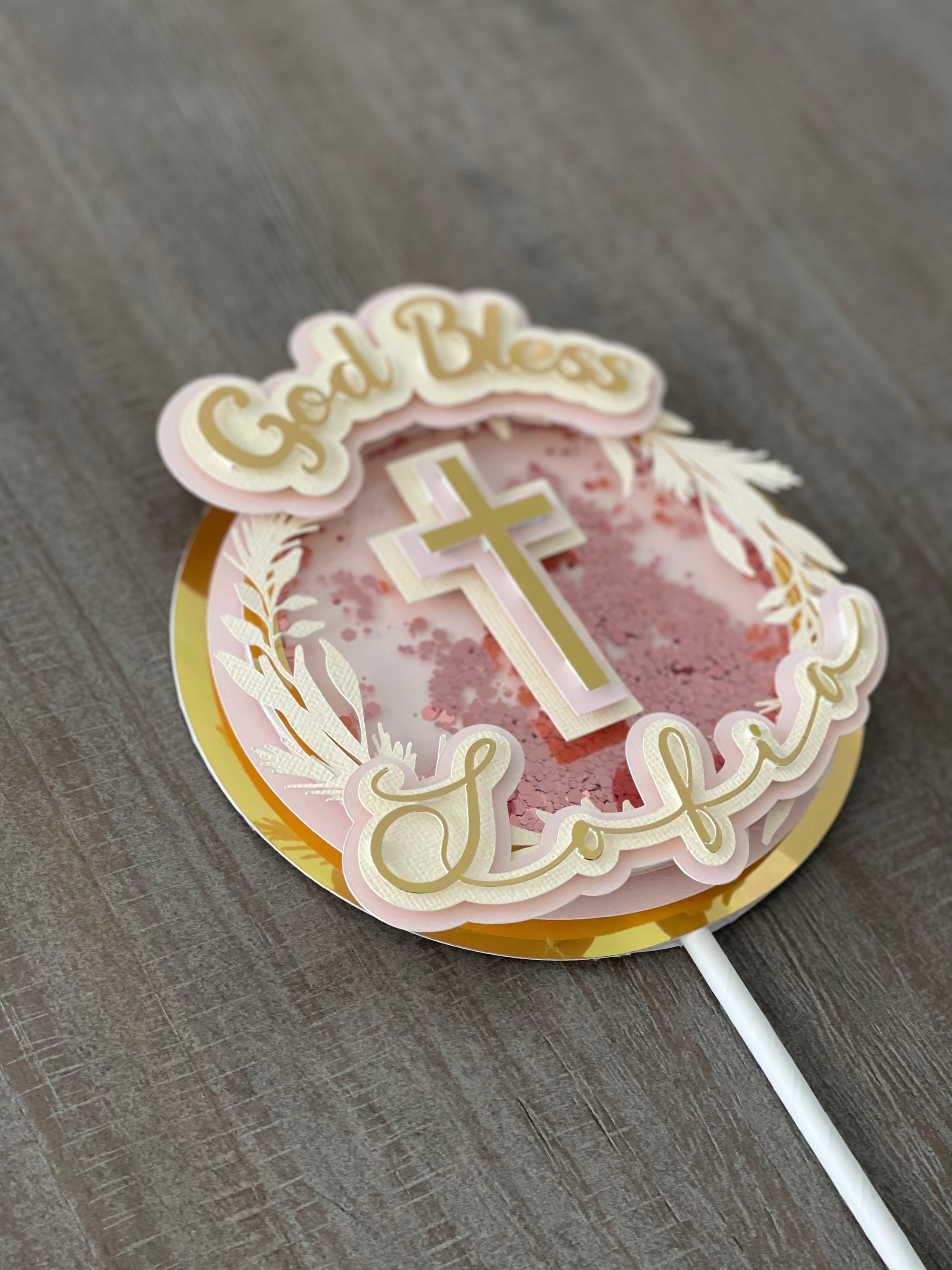 God Bless Pink Shaker Cake Topper - Etsy