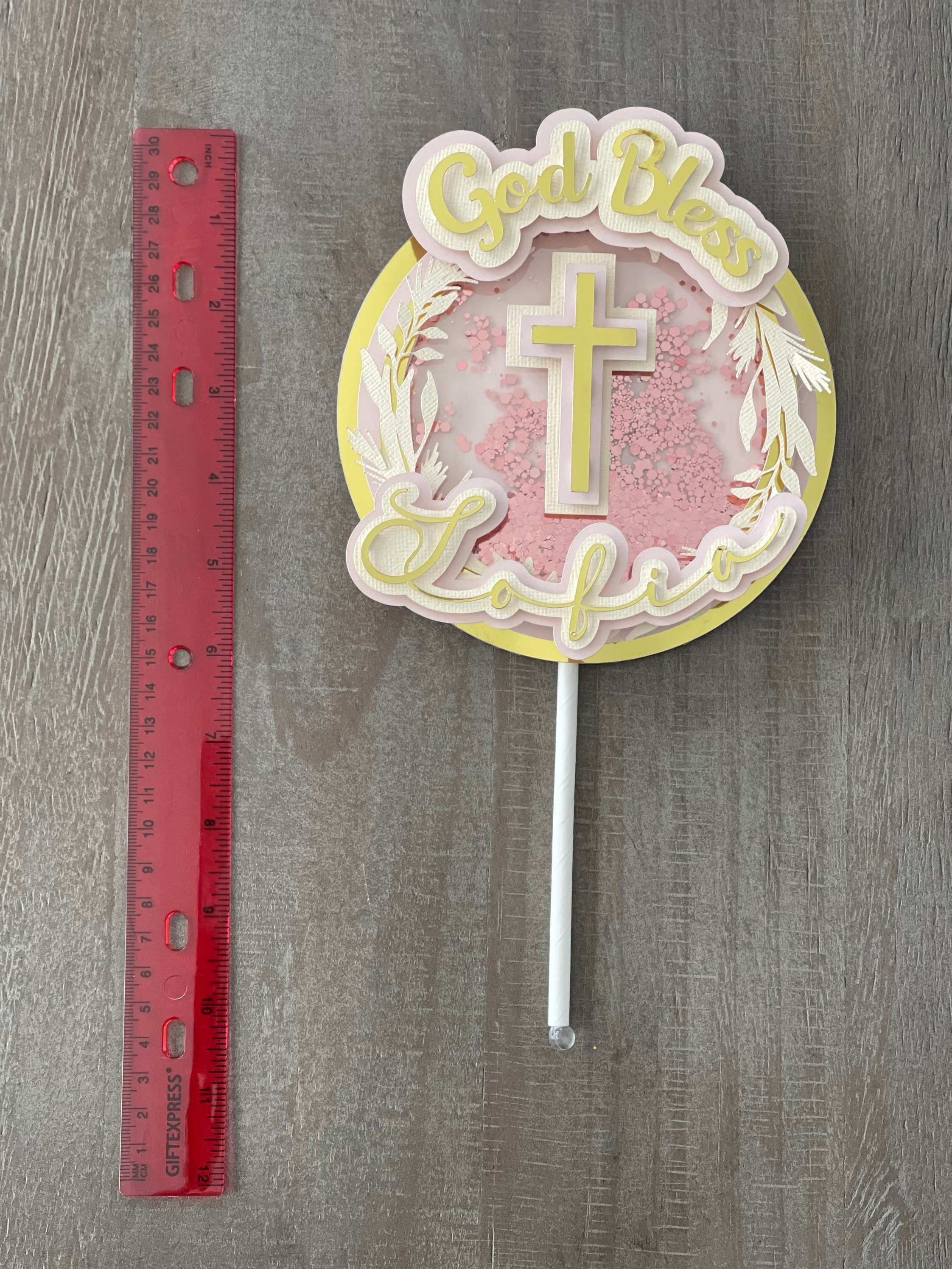 God Bless Pink Shaker Cake Topper - Etsy