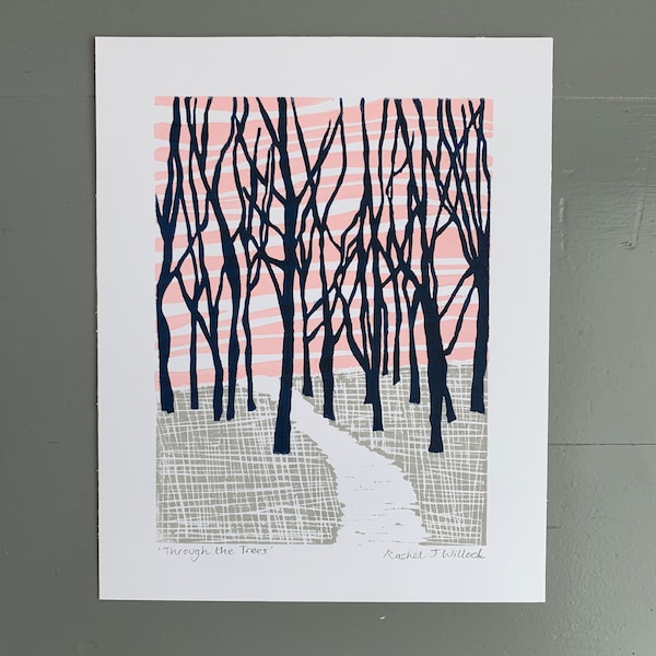 Trees Linocut - Etsy UK